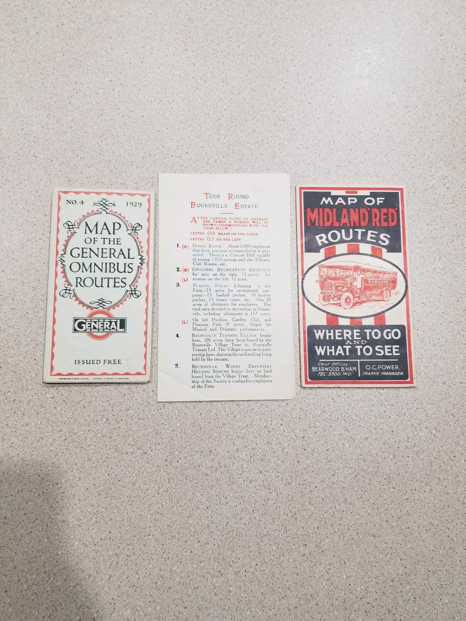 1929 Map of the General Omnibus Routes & Map of Midland Red Routes ...