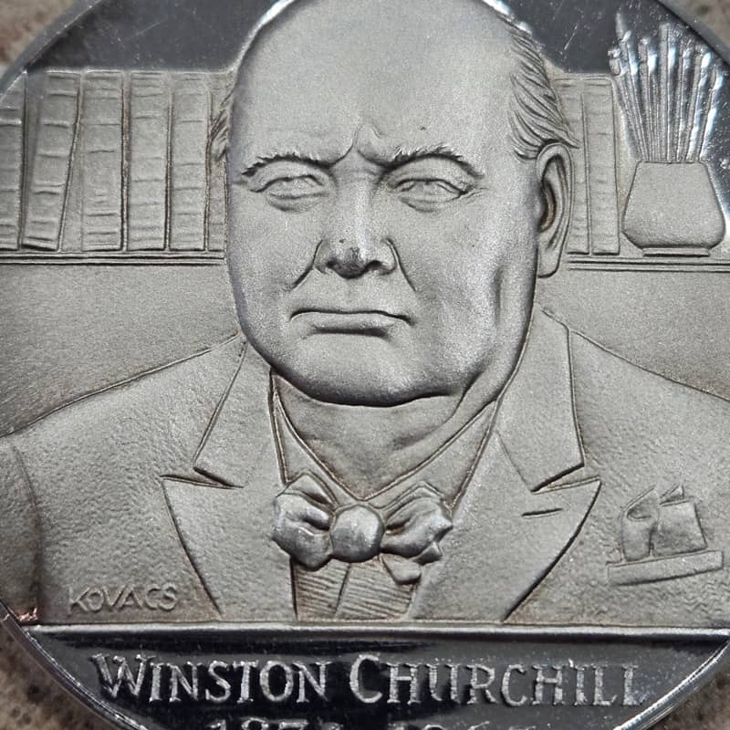 1965 Death Of Winston Churchill Very Well Alone Silver Medallion ...