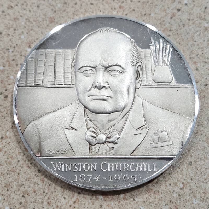 1965 Death Of Winston Churchill Very Well Alone Silver Medallion ...